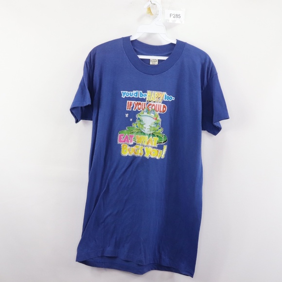 Vintage | Shirts | Vintage 8s Funny Frog Graphic Tshirt Blue M | Poshmark